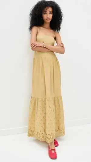 Playa Lucila Eyelet Hem Maxi Dress