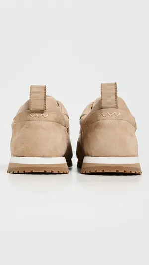FAVORITE DAUGHTER Sophia Leather And Suede Trim Sneakers - Shortbread