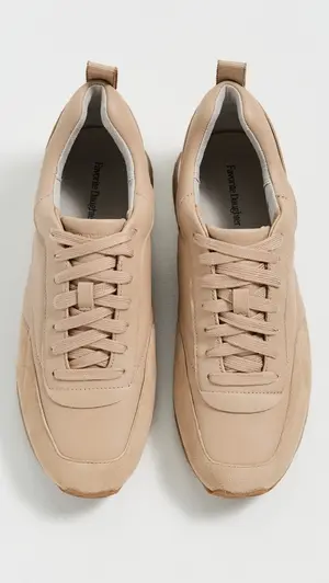 FAVORITE DAUGHTER Sophia Leather And Suede Trim Sneakers - Shortbread