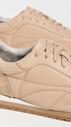 FAVORITE DAUGHTER Sophia Leather And Suede Trim Sneakers - Shortbread