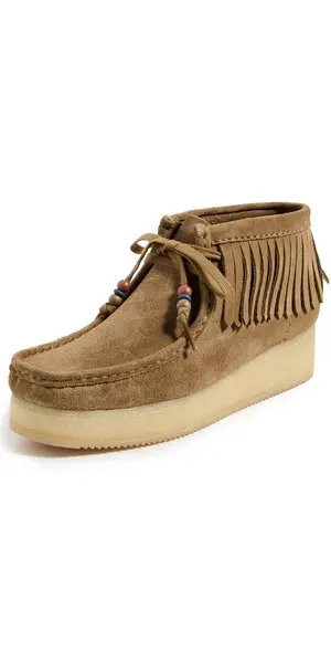 Clarks Wallabee Wedge Fringe Boots