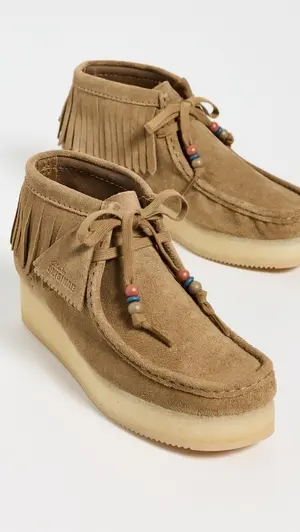 Clarks Wallabee Wedge Fringe Boots