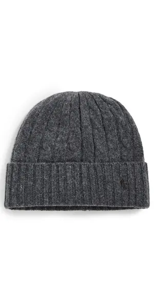 Polo Ralph Lauren Cashmere Cable Knit Beanie - Barclay Grey Heather