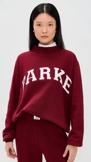 PARKE Varsity Mock Neck Sweatshirt - Maroon