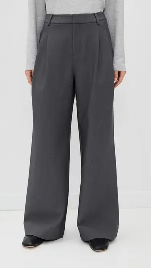 LE BOP Reese Pleated Trousers - Grey Melange