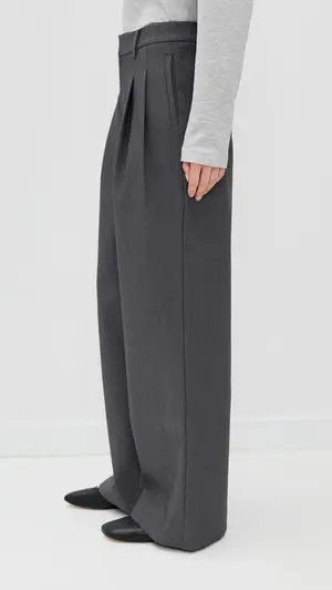 LE BOP Reese Pleated Trousers - Grey Melange