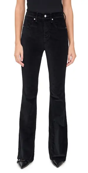 Veronica Beard Beverly Velvet Skinny Flare Jeans - Black