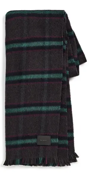 Vince Brushed Merino Plaid Scarf - Brown