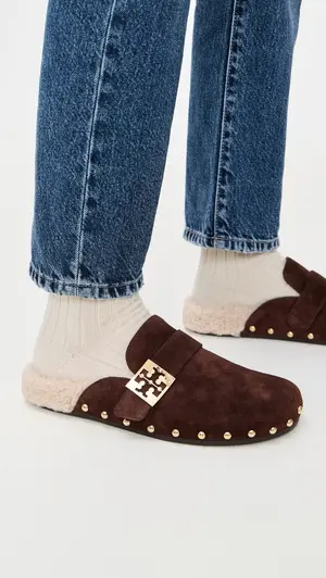 Tory Burch Mellow Stud Shearling Mules