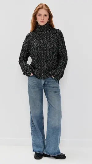 ATM Anthony Thomas Melillo Wool-cotton Blend Cable Knit Turtleneck