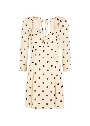 REFORMATION Remi Polka-dot Georgette Mini Dress - White