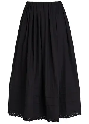 Black Tiered Midi Skirts