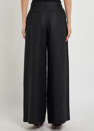 Faithfull The Brand Sofia Pleated Wide-leg Linen Trousers - Black