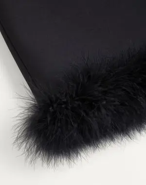 Valentino Garavani Crepe Couture Midi Skirt With Feather Hem - Black