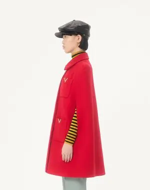 Valentino Garavani Drill Double Cape With V Gold Detail - Red