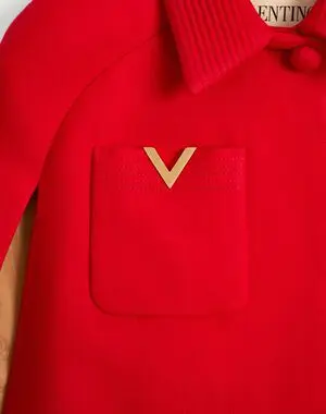 Valentino Garavani Drill Double Cape With V Gold Detail - Red