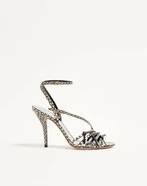 Valentino Garavani Nodine Elaphe 100mm Sandal - Ivory/black