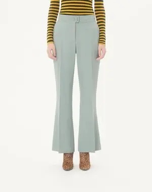 Valentino Garavani Light Diagonal Wool Flared Trousers - Sage