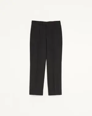 Valentino Garavani Wool Trousers With Turn-ups - Black