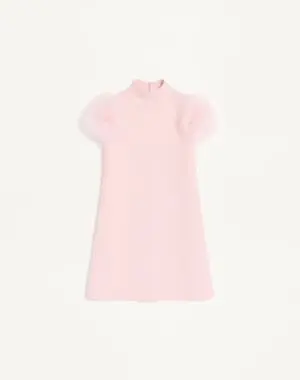 Valentino Garavani Crepe Couture Short Dress With Feather Embellishments - Rose