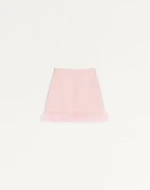 Valentino Garavani Crepe Couture Feather Trimmed Skirt - Rose