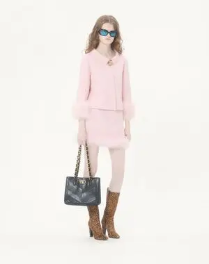 Valentino Garavani Crepe Couture Feather Trimmed Skirt - Rose
