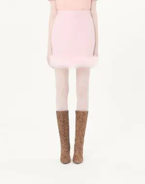 Valentino Garavani Crepe Couture Feather Trimmed Skirt - Rose