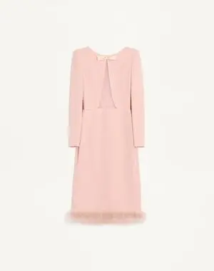 Valentino Garavani Cady Couture Midi Dress With Feather Trim And Bow Detail - Rose