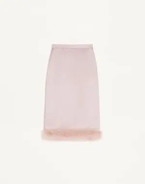Valentino Garavani Satin Skirt With Feather Boa