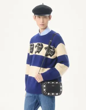 Valentino Garavani Wool Jumper With Jacquard Panther Pattern - Indigo/butter