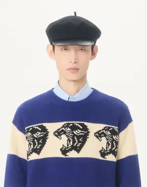 Valentino Garavani Wool Jumper With Jacquard Panther Pattern - Indigo/butter