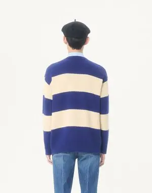 Valentino Garavani Wool Jumper With Jacquard Panther Pattern - Indigo/butter