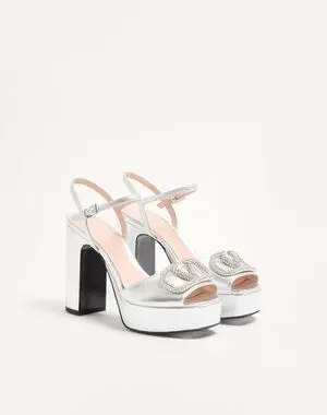 Valentino Garavani Vlogo Signature Platform Sandal - Silver
