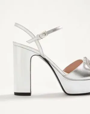 Valentino Garavani Vlogo Signature Platform Sandal - Silver