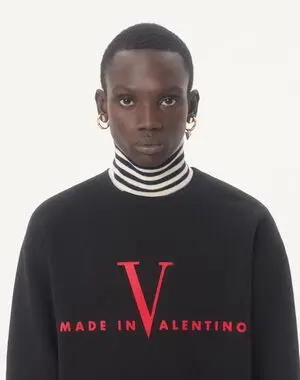 Valentino Garavani Crewneck Sweatshirt With Printed Logo - Black/red