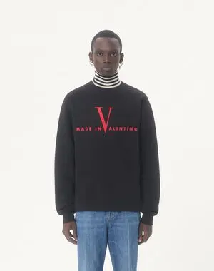 Valentino Garavani Crewneck Sweatshirt With Printed Logo - Black/red
