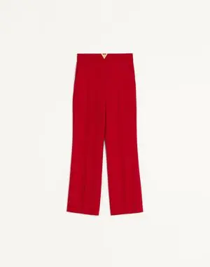 Valentino Garavani Wool Crepe Trousers With V Gold