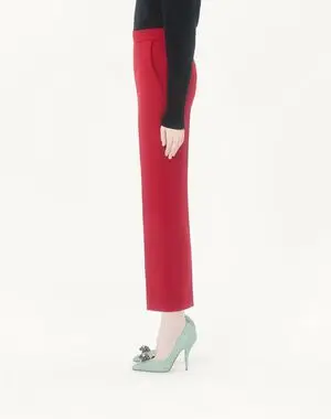 Valentino Garavani Wool Crepe Trousers With V Gold Detail