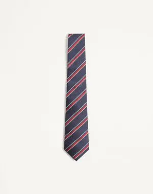 Valentino Garavani Valentie Regimental Jacquard Tie Navy/ Red