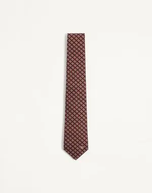 Valentino Garavani Valentino Garavani Cotton Jacquard Tie With VLogo Black/orange
