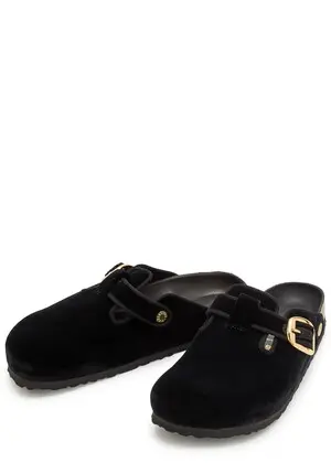 BIRKENSTOCK Boston Velvet Sliders - Black