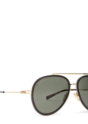 Gucci Aviator-style Sunglasses With Engraved Lenses