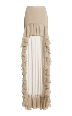 HARITHAND Harithand Dominica Silk Georgette High-Low Ruffle Maxi Skirt