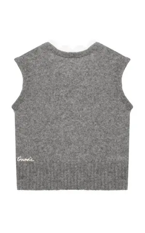 GUNIA PROJECT Lace-trimmed Wool-blend Vest - Grey