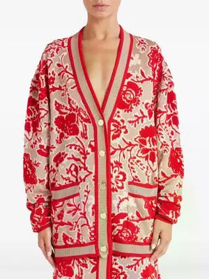 TEMPERLEY LONDON Francis Floral-pattern Knit Cardigan - Neutrals