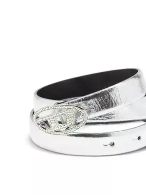 DIESEL® B-1dr Strass 20 Leather Belt - Silver