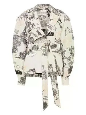 TEMPERLEY LONDON Belted Graphic Print Jacket - White