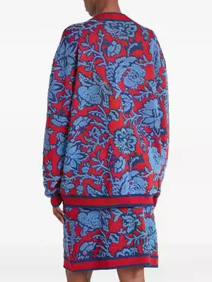 TEMPERLEY LONDON Francis Floral-pattern Knit Cardigan - Blue