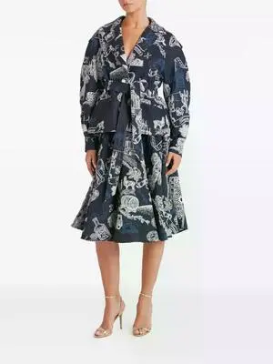 TEMPERLEY LONDON Belted Graphic Print Jacket - Blue