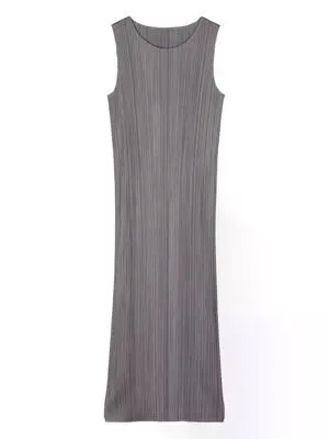 Issey Miyake Pleated Sleeveless Midi Dress - Grey